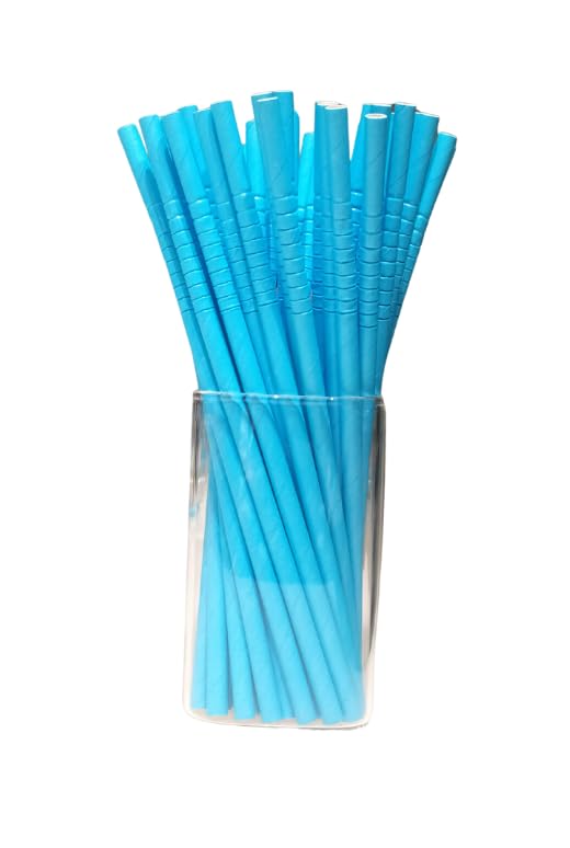 Ecofriendly Paper Straw Pack - 50 Pcs, 7 mm, 7.5 Inch, Blue Fancy ...