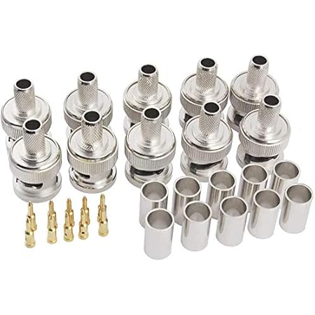 Amazon.com: （Pack of 10） BNC Male Q9 Plug Crimp for RG6 5D-FB LMR300 Cable RF Coaxial Adapter ...