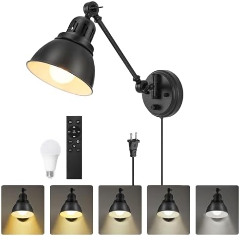 GOODATE 1 Pack Plug in Wall Sconce with Remote Control, Stepless ...