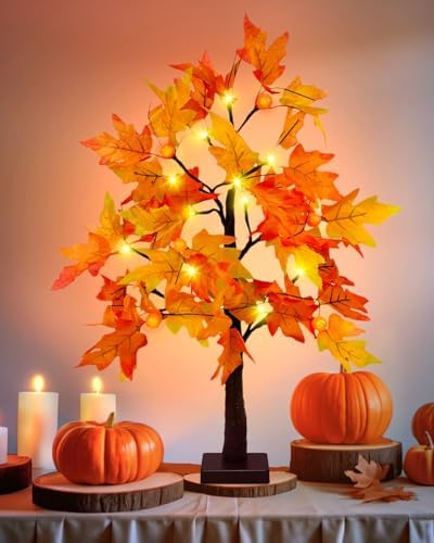 Amazon.com: 2 Styles & Timer Fall Decor - 2 Pack 11 Inch Tabletop Maple ...