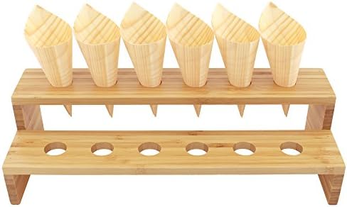 Amazon.com: BambooMN 13" x 13" Natural Bamboo Square Food Cone Display ...