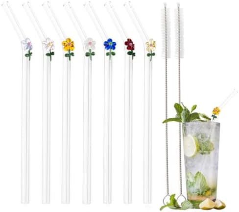 Amazon.com: Glass Straws with Fruit Charms - Reusable, Cute, Short ...