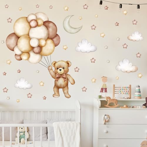 Amazon.com: Teddy Bear Wall Decals, Cartoon Animal Wall Decals, Balloon ...