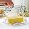 Amazon.com | 7 inch Glass Butter Dish with Lid, Clear Covered Butter ...