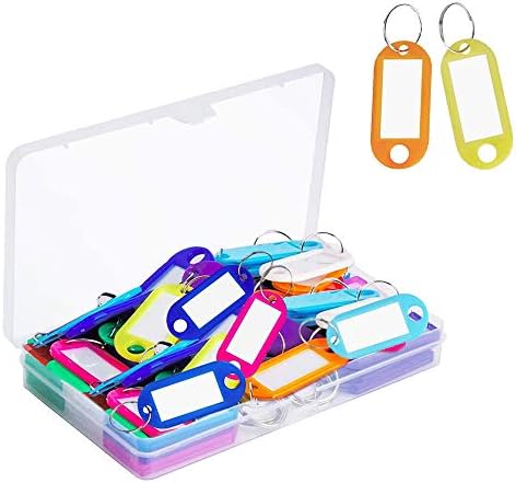 110 Pack Plastic Key Tags Keychain Tags, Assorted Color ID Label Tags ...