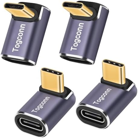 Amazon.com: Flat 90 Degree Right Angle USB C Adapter (4 Pack), USB Type ...