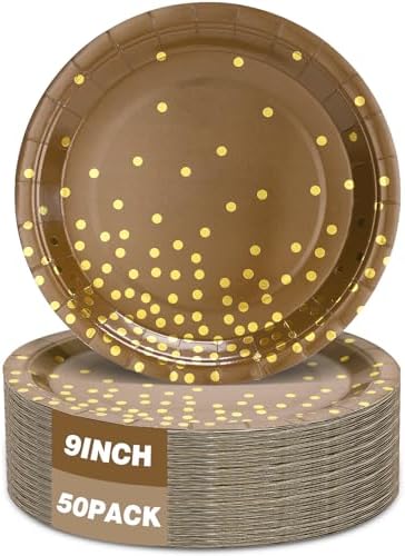 Amazon.com: Unique Industries Round Dessert Paper Plates, 7", Brown ...