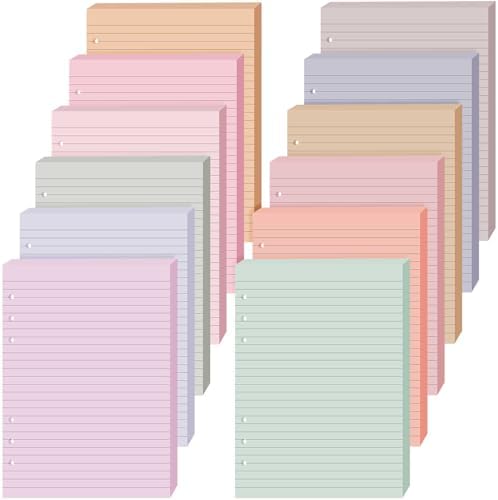 Amazon.com : PerKoop Lined Refill Paper A5 Colored 6 Ring Binder ...