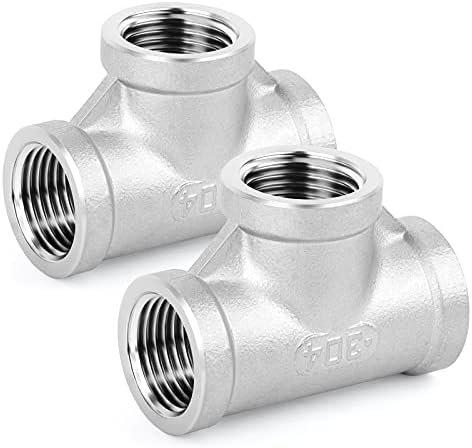 Bwintech 2 Pcs 1/2"Female BSP 3 Way Connector 304 Stainless Steel Tee ...