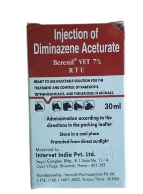 Buy INJUCTION of Diminazene Aceturate Berenil Vet 7% R T U Online at ...