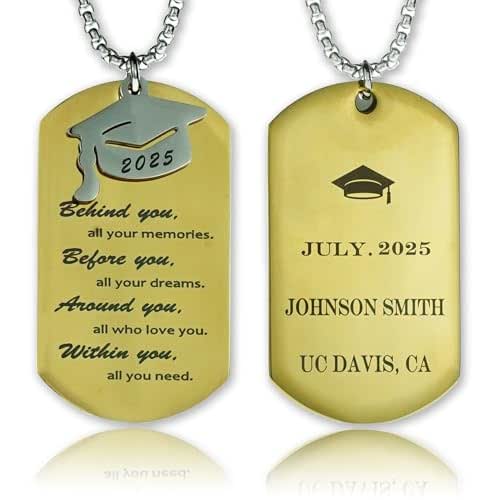 Amazon.com: Custom Graduation Date and School Name Engraving Necklace ...