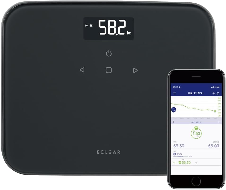 Amazon | エレコム 体組成計 体重計 【体重/内臓脂肪レベル/体脂肪率/BMI/骨格筋率/骨量/基礎代謝】 100g単位 バックライト付き (専用アプリ対応 データ転送操作不要 Wi ...
