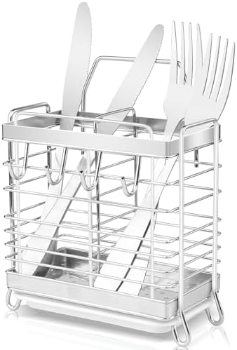 Amazon.com - IWNTWY Utensil Holder, 3 Compartments Stainless Steel ...