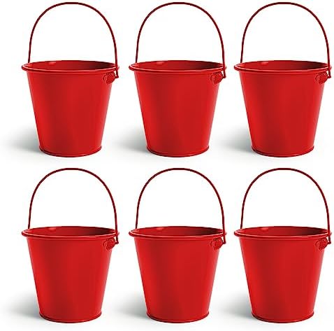 Amazon.com: RED CARDBOARD BUCKET W/RIBBON HANDLE - Party Supplies - 6 ...
