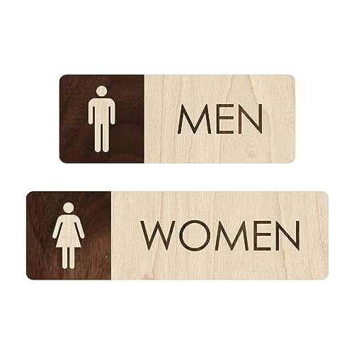 Amazon.com: Men & Women Restroom Sign Set - Modern Wood Bathroom ...