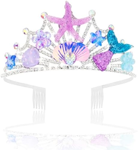 Amazon.com : CIEHER Mermaid Crown for Girls Pink Mermaid Headband Girls ...