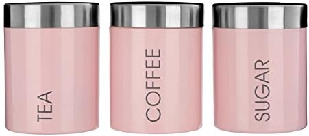 Light Pink Coloured Stainless Steel Enamel Tea Sugar Coffee Storage ...