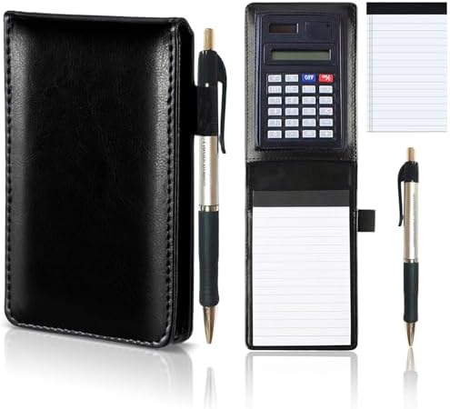 KXF A7 PU Leather Pocket Notebook Notepad Set with Calculator & Pen & 2 ...