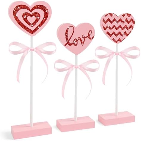 Amazon.com: 3-Piece Tiered Tray Decor Set, Wooden Heart Table Decor ...