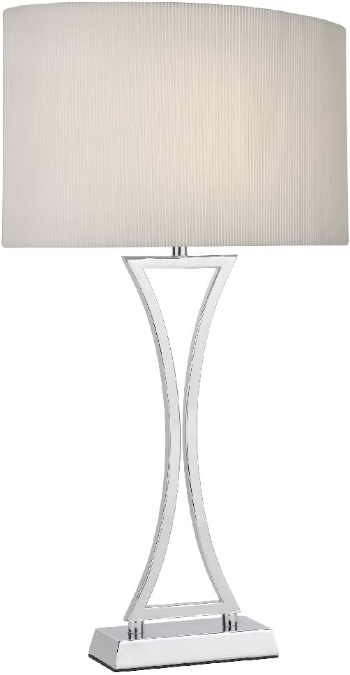 MiniSun Modern Polished Chrome Square Tube Table Lamp with a Grey ...