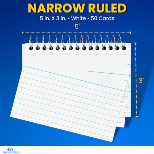 Snapklik.com : Spiral Index Cards 3x5 Ruled, Notecard Spiral Bound ...