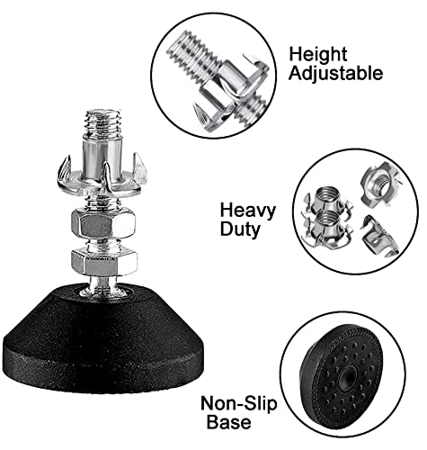 DQZE Pack of 8 Adjustable Feet M8 x 50 mm, Adjustable Feet with Rubber ...