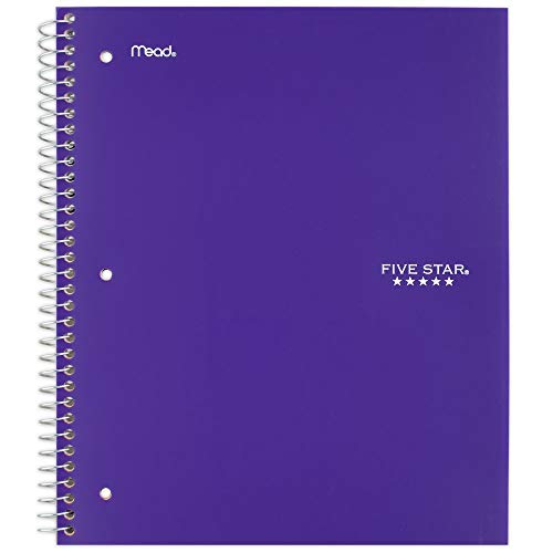 Five Star Spiral Notebook, 3 Subject, Wide Ruled Paper, 150 Sheets, 10 ...