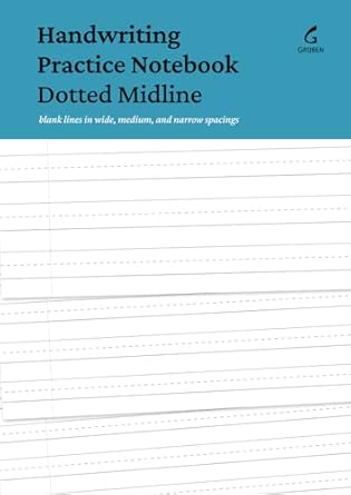 Handwriting Practice Notebook Dotted Midline: Blank lines in wide ...