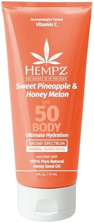 Amazon.com: Hempz Daily Body Sunscreen SPF 50, Sweet Pineapple and ...