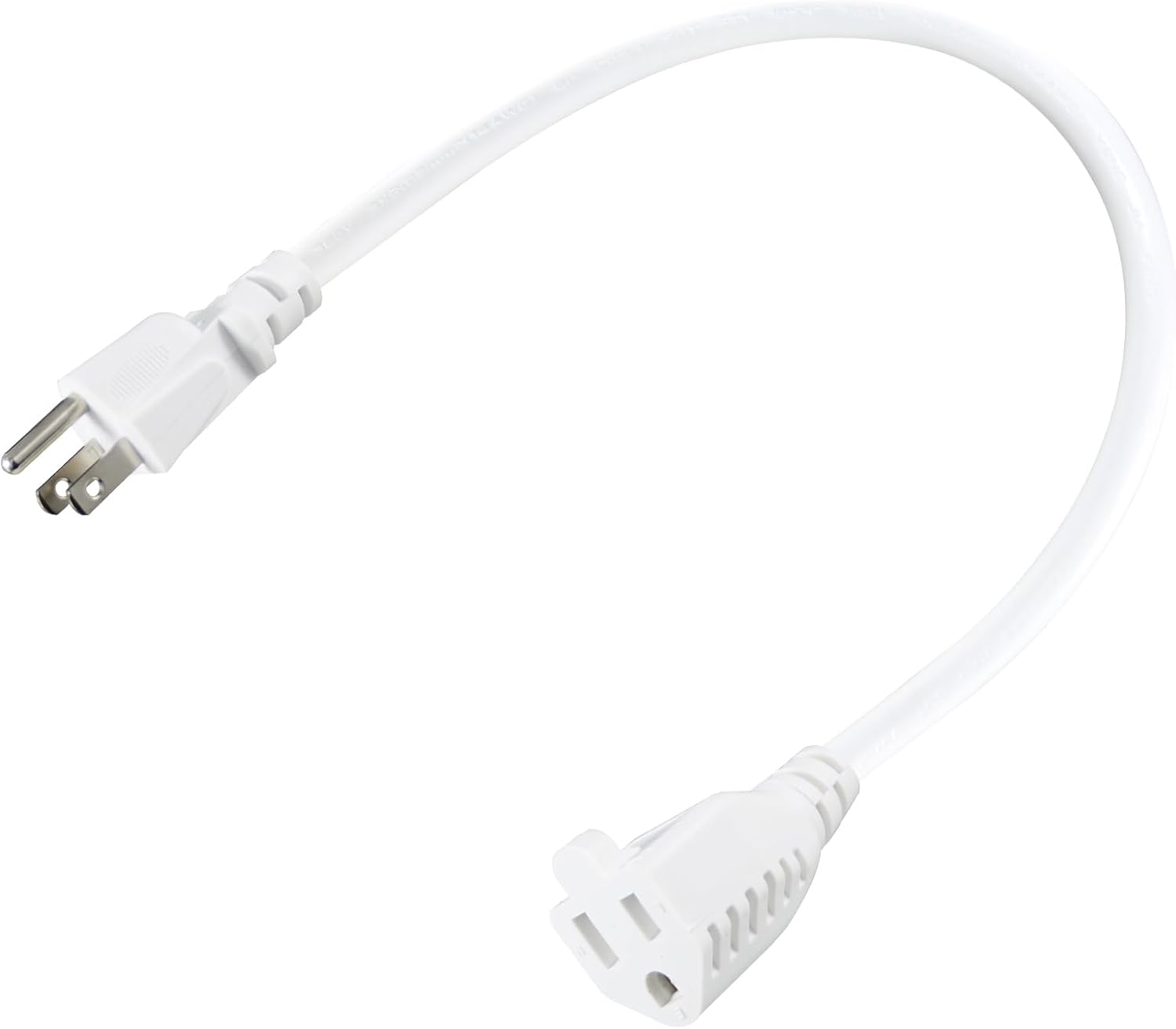 SPARKING Short Extension Cord 1 Foot - 12in White AC Indoor 3 Prong ...