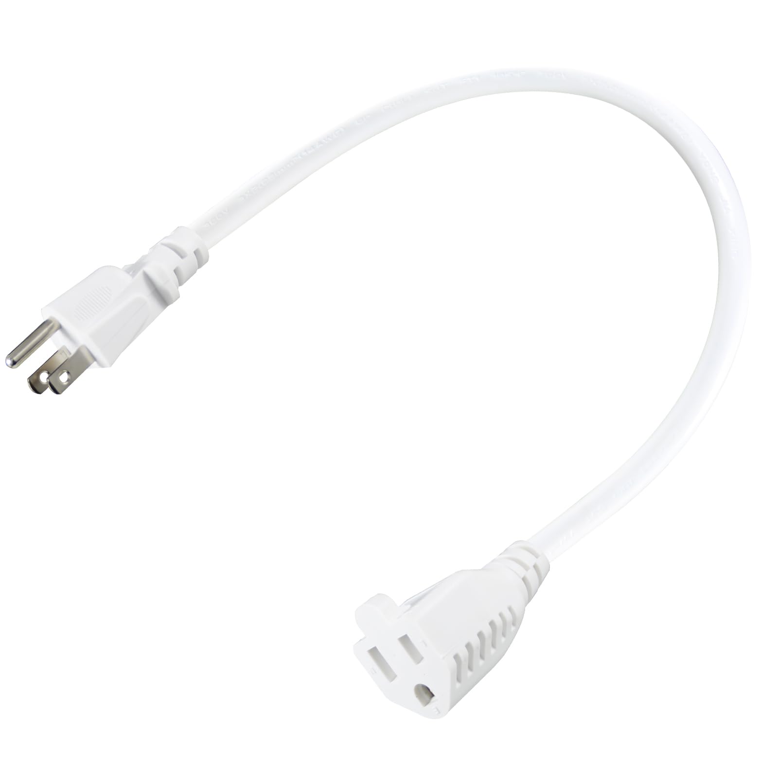 SPARKING Short Extension Cord 1 Foot - 12in White AC Indoor 3 Prong ...