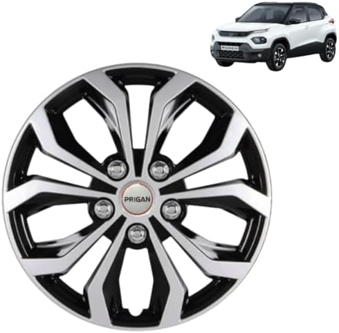 PRIGAN Tata Punch Black Silver Wheel Cover 15" for TATA Punch (Set of 4 ...