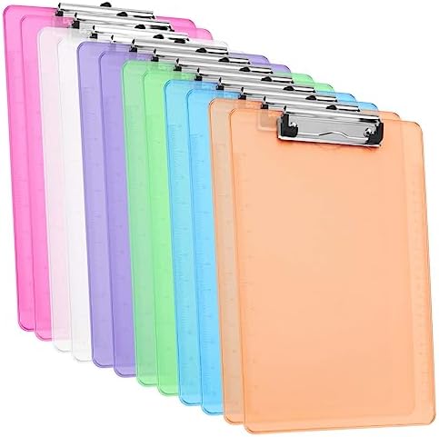 SINJEUN 12 Pack A4 Clipboards, Plastic Transparent Clipboard with Metal ...