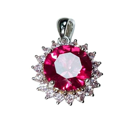Amazon.com: Large 10mm Ruby Necklace surrounded with Pink Tourmaline ...