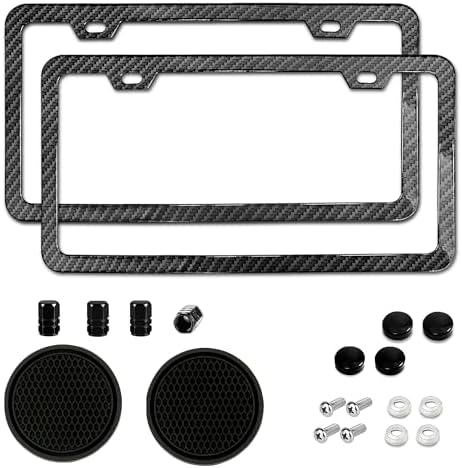 Amazon.com: 2 Packs License Plate Frame Carbon Fiber Printed Aluminum ...