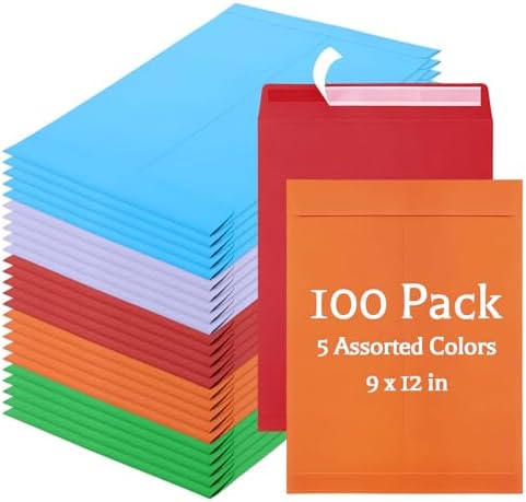 Amazon.com : Thboxes Manilla Envelopes 9 x 12 Inch, 100 Pack Colored ...