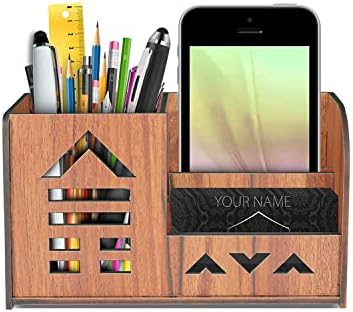 KBR Pen Stand with Visiting Card & Mobile Holder Multipurpose Wooden Desk Organizer Pen and ...