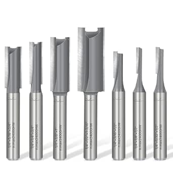 KEENTECH 7Pcs Straight Router Bit Set 1/4 Shank, Cutting Dia 1/8" 5/32 ...