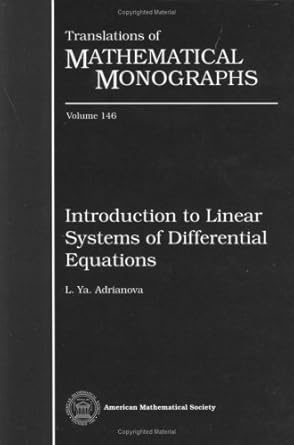 Amazon.com: Introduction to Linear Systems of Differential Equations (Translations of ...