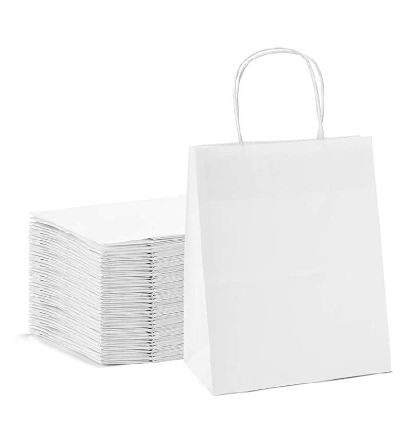 RanGit Bhumi - White Paper Bags 25pcs 8"x10"x4" inch Return Gift Bags, Small Paper Carry Bags ...