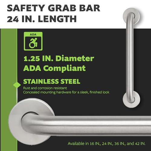 Snapklik.com : Homewerks 068 HW11416SS 24 Inch Bathroom Grab Bar