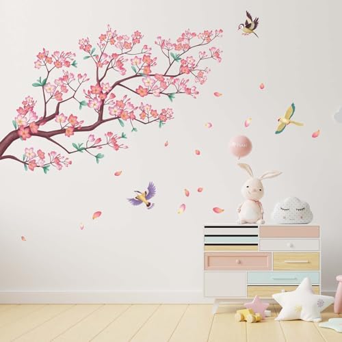 Amazon.com: decalmile Cherry Blossom Tree Branch Wall Decals Pink ...