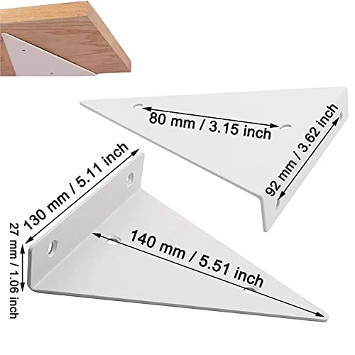 2 Pieces Floating Shelf Brackets, Wall Mounted Triangle Support, Hidden ...