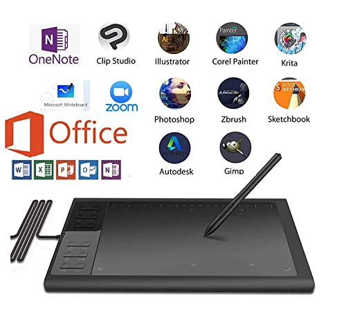 1060 Plus Digital Graphics Tablet (10 inch x 6.2 inch Area, 12 Shortcut ...