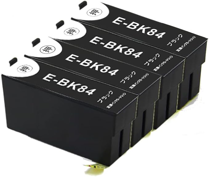 Amazon.co.jp: 【pomme】 ICBK84 ブラック 染料 お得な4本セット エプソン対応 互換インク 残量表示機能付 ISO14001/ISO9001認証工場 (IC84 ...