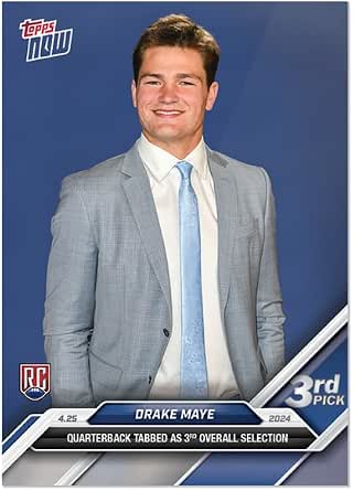 Amazon.com: 2024 Topps Now NFL #D-3 Drake Maye New England Patriots RC ...