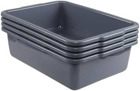 Amazon.com: Teyyvn 4 Packs Plastic Bus Tubs, Gray Large Utility Bus Box ...