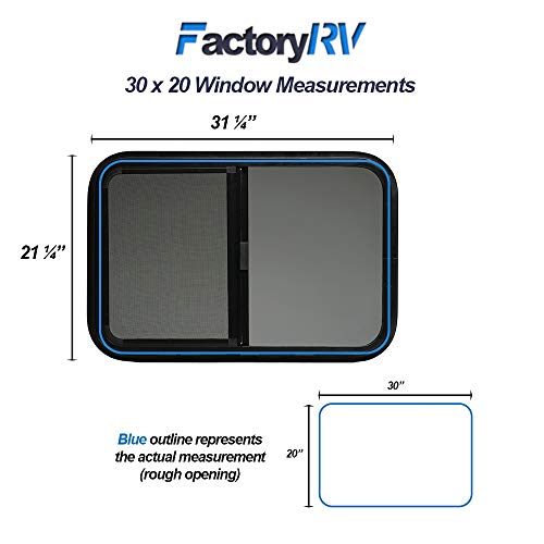 ToughGrade Horizontal Sliding Black RV Window 30" X 20" X 1-1/2 ...