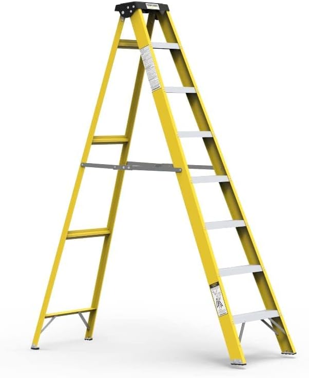 YOUNGMAN Aluminum Multipurpose Foldable Step Ladder Yellow FRP Ladder ...