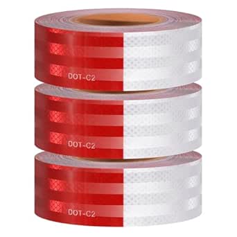 Roartisa DOT-C2 Reflective Tape, 2 Inch x 300 Feet Red White Reflective Safety Tape - Outdoor ...